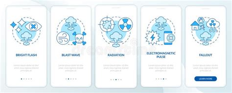 Nuclear Explosion Dangers Blue Onboarding Mobile App Screen Stock