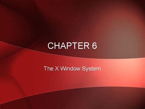 Chapter 6 The X Window System X Window