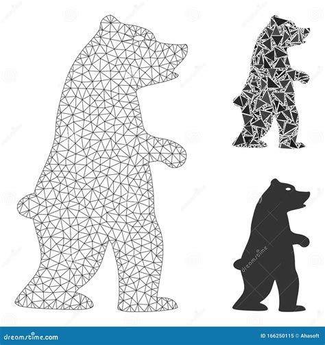 Standing Bear Vector Mesh Network Model And Triangle Mosaic Icon Stock Vector Illustration Of