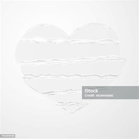 흰색 바탕에 심장 벡터 깨진 형태로 비정형된 정렬을 가장자리와 찢어진된 종이 백색 줄무늬 디자인 포스터 카드 배너 광고에 사용 될 수 있습니다 사진 클립 아트 벡터