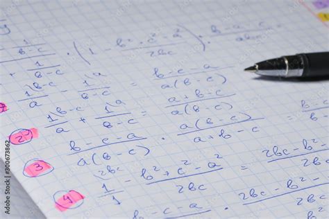 Algebraic Calculations In Open Graph Notebook With Black Pen White Algebraic Calculations In Open Graph Notebook With Black Pen White