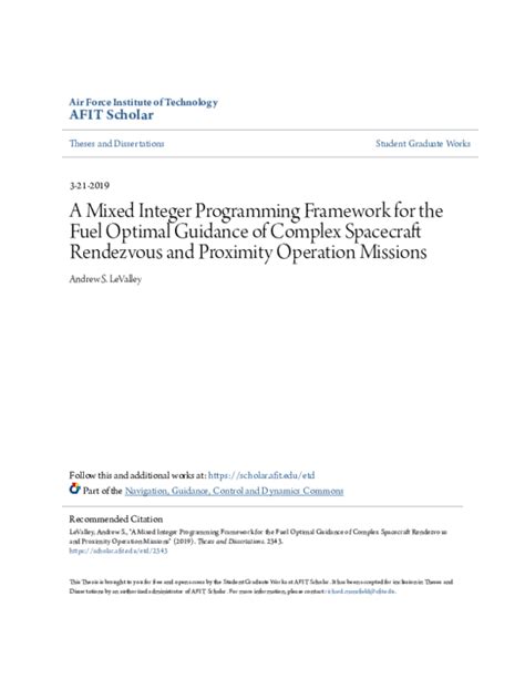 Pdf A Mixed Integer Programming Framework For The Fuel Optimal Guidance Of Complex Spacecraft
