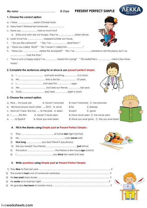 Present Perfect Simple Interactive Exercise Liveworksheets Com Design