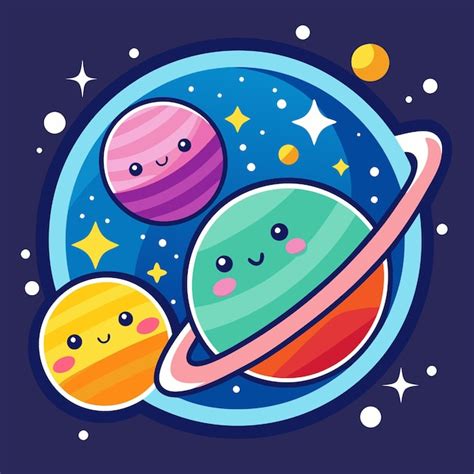 Colorful Planet Stickers Premium Ai Generated Vector
