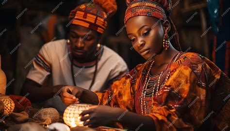 Premium Photo Individuals Engaged In Traditional African Crafts Or