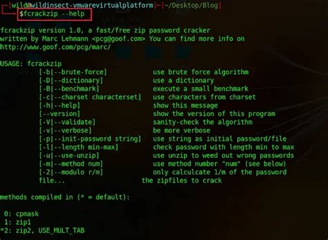 Взлом архива zip с помощью fcrackzip на kali linux