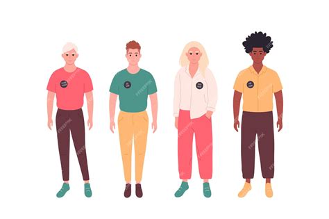 Premium Vector Young Men With Gender Pronouns Pin She He They Non