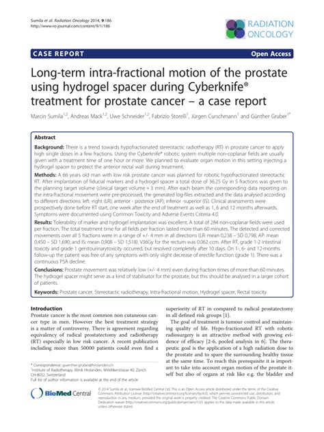 Pdf Long Term Intra Fractional Motion Of The Prostate Using Hydrogel
