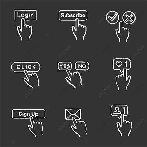 App Buttons Chalk Icons Set Application Linear White Vector