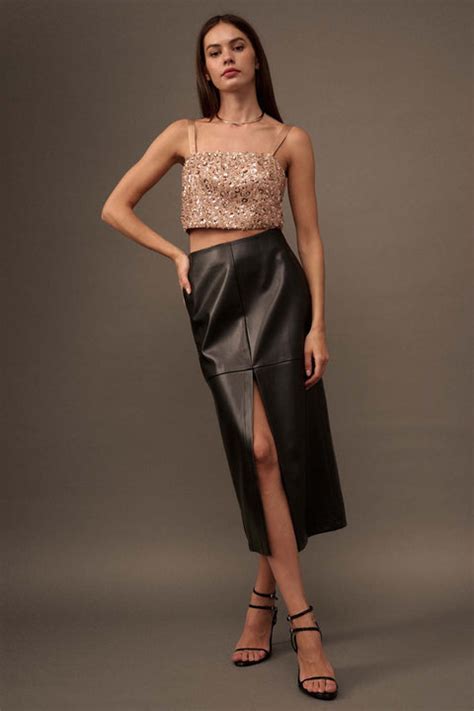 Vip List Beaded Sequin Cropped Cami Top Shoppromesa