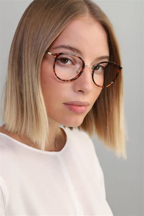 Round Cat Eye Glasses Frames Women With Fake Or Prescription Lenses Cat Eye Glasses Frames