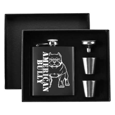 Personalized Hip Flask Set 7oz Black Stainless Steel With A T Box