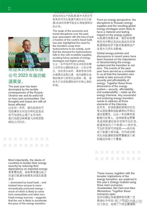 收藏 2023年bp世界能源展望报告 中英对照公众集训营