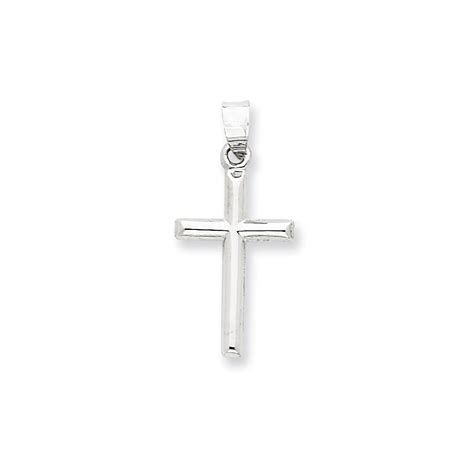 14k White Gold Hollow Cross Pendant Pg94984