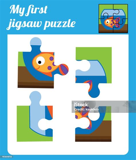 아이 들 활동 퍼즐 그림을 완료 합니다 물고기와 초등 퍼즐입니다 전 학교 년 어린이 위한 교육 게임 아기에 대한 스톡 벡터 아트 및 기타 이미지 Istock
