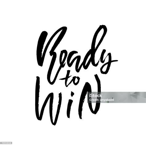 승리를 준비 핸드 드라이 브러쉬 레터링 그려 잉크 그림입니다 현대 달 필 구입니다 벡터 일러스트입니다 건조한에 대한 스톡 벡터