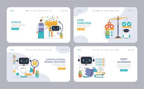 Premium Vector Neural Network Web Or Landing Set Machine Learning Key