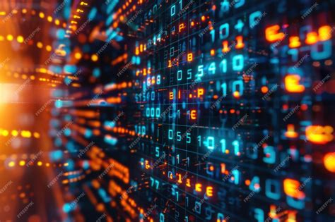 Premium Photo Binary Code On A Dark Background Glowing Orange And