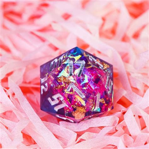 Løs D20 Sharp Dice Pink Og Mørkeblå Dnd Løs Terning