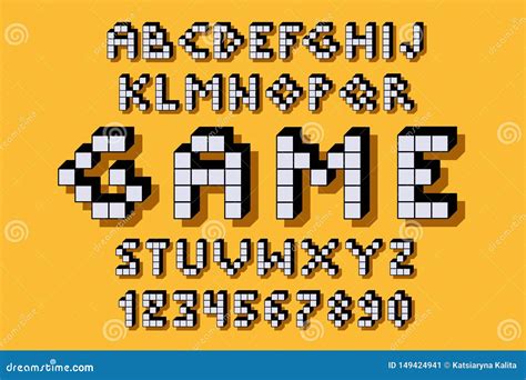 Pixel Retro Video Game Font 8 Bit Letters And Numbers Stock Vector