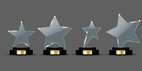 스탠드에 유리 상품 수상 배경 다양한 모양의 유리 상품 벡터 그림입니다 명성에 대한 스톡 벡터 아트 및 기타 이미지 명성 아이콘 개체 그룹 Istock