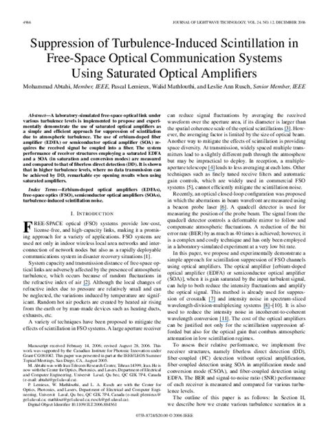 Pdf Suppression Of Turbulence Induced Scintillation In Free Space
