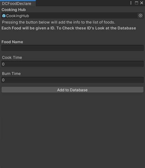 Food Declare Window Dynamic Cooking Documentation