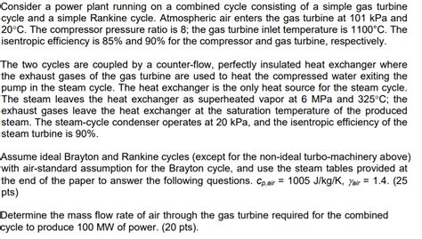 Solved Consider A Power Plant Running Cycle And A Simple Chegg Com