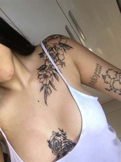 Tattoo Girl Aesthetic Girl Chest Tattoo Ideas Collar Bone Rose