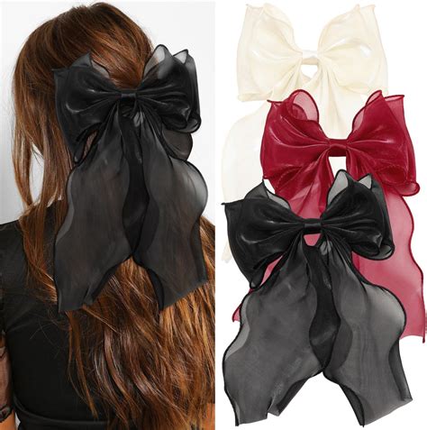 Hibasso Christmas Hair Bows For Women Elegant Black Bow