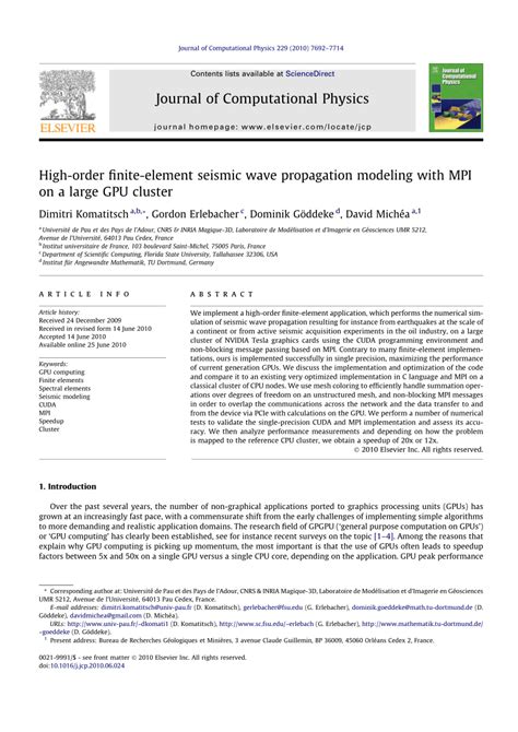 Pdf High Order Finite Element Seismic Wave Propagation Modeling With