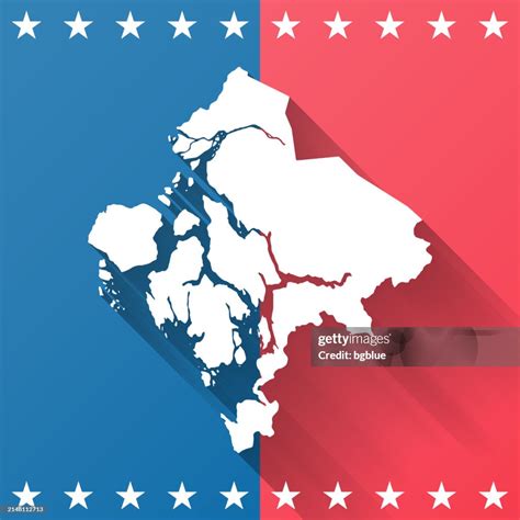 Wrangell Alaska Map On Blue And Red Background High Res Vector Graphic