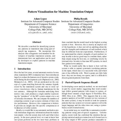 Pattern Visualization For Machine Translation Output Acl Anthology