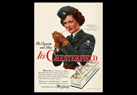 1942 Joan Bennett Chesterfield Cigarettes Wwii Wartime Magazine Ad