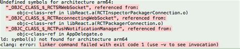 React Native Ios Undefined Symbols For Architecture Stack Overflow