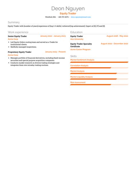 Equity Trader Resume Examples That Work