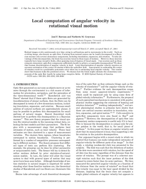Pdf Local Computation Of Angular Velocity In Rotational Visual Motion