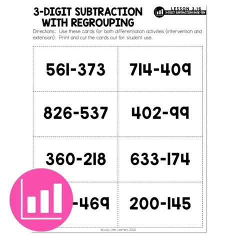 Lucky To Learn Math 3 Digit Subtraction With Base Ten Blocks Lesson 316 Differentiation
