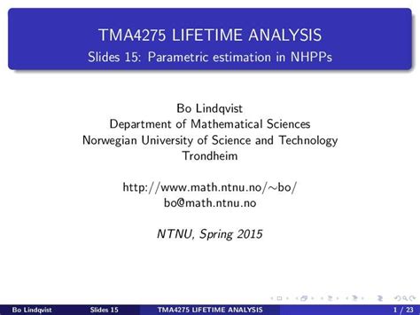 Pdf Tma4275 Lifetime Analysis Ntnucontents Of Slides 15 Parametric Models For The Rocof
