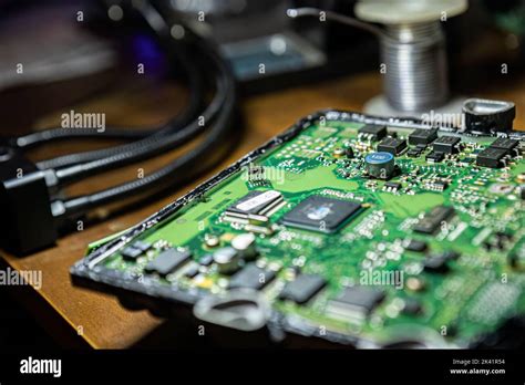 Car Ecu Detail With Visible Components Stock Photo Alamy