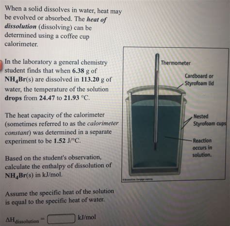 Solved When A Solid Dissolves In Water Heat May Be Evolved