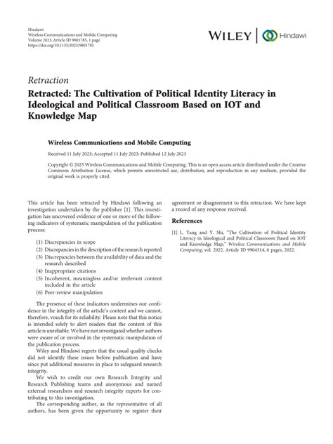 Pdf Retracted The Cultivation Of Political Identity Literacy In Ideological And Political