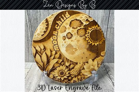 Floral Moon 3d Laser Engrave File Png Etsy