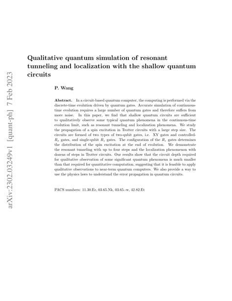 Pdf Qualitative Quantum Simulation Of Resonant Tunneling And Localization With The Shallow