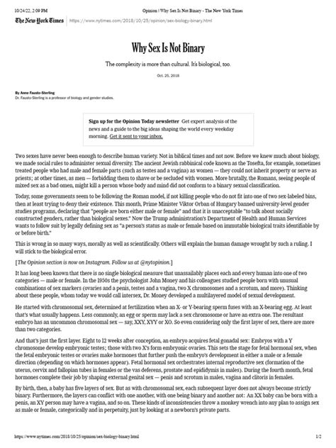 Opinion Why Sex Is Not Binary The New York Times Pdf Sex Reproduction Opinion Why Sex Is Not Binary The New York Times Pdf Sex Reproduction