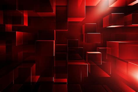 Abstract Red Square Geometric Background Light And Shadow Premium Ai Generated Image