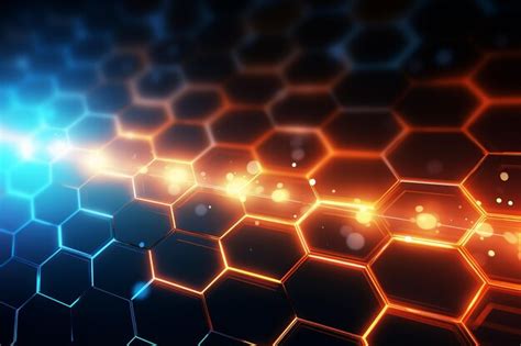 Premium Photo Abstract Background Hexagon Pattern With Glowing Lights