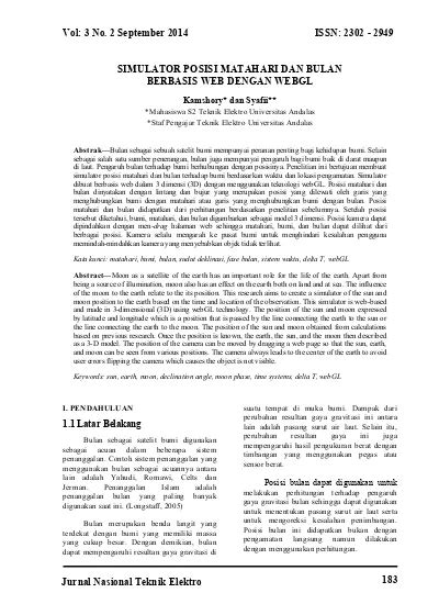 Vol 3 No 2 September 2014 ISSN SIMULATOR POSISI MATAHARI DAN BULAN