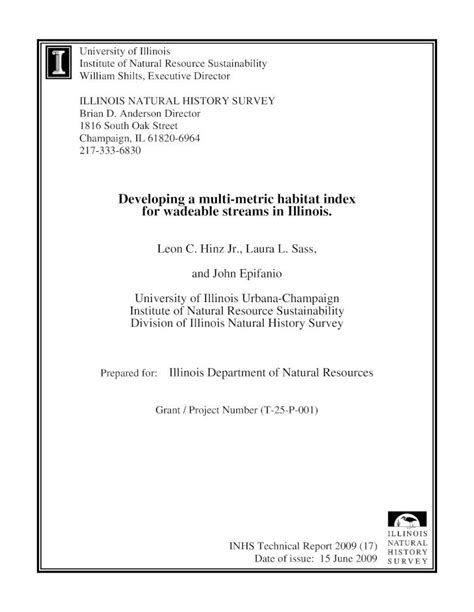pdf developing a multi metric habitat index for wadeable