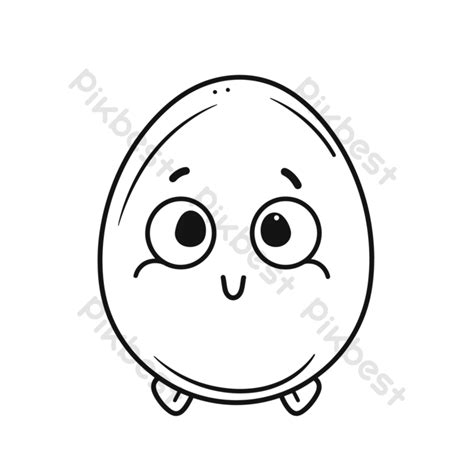 Outline Sketch The Coloring Page Is Showing A Cute Egg Drawing Vector